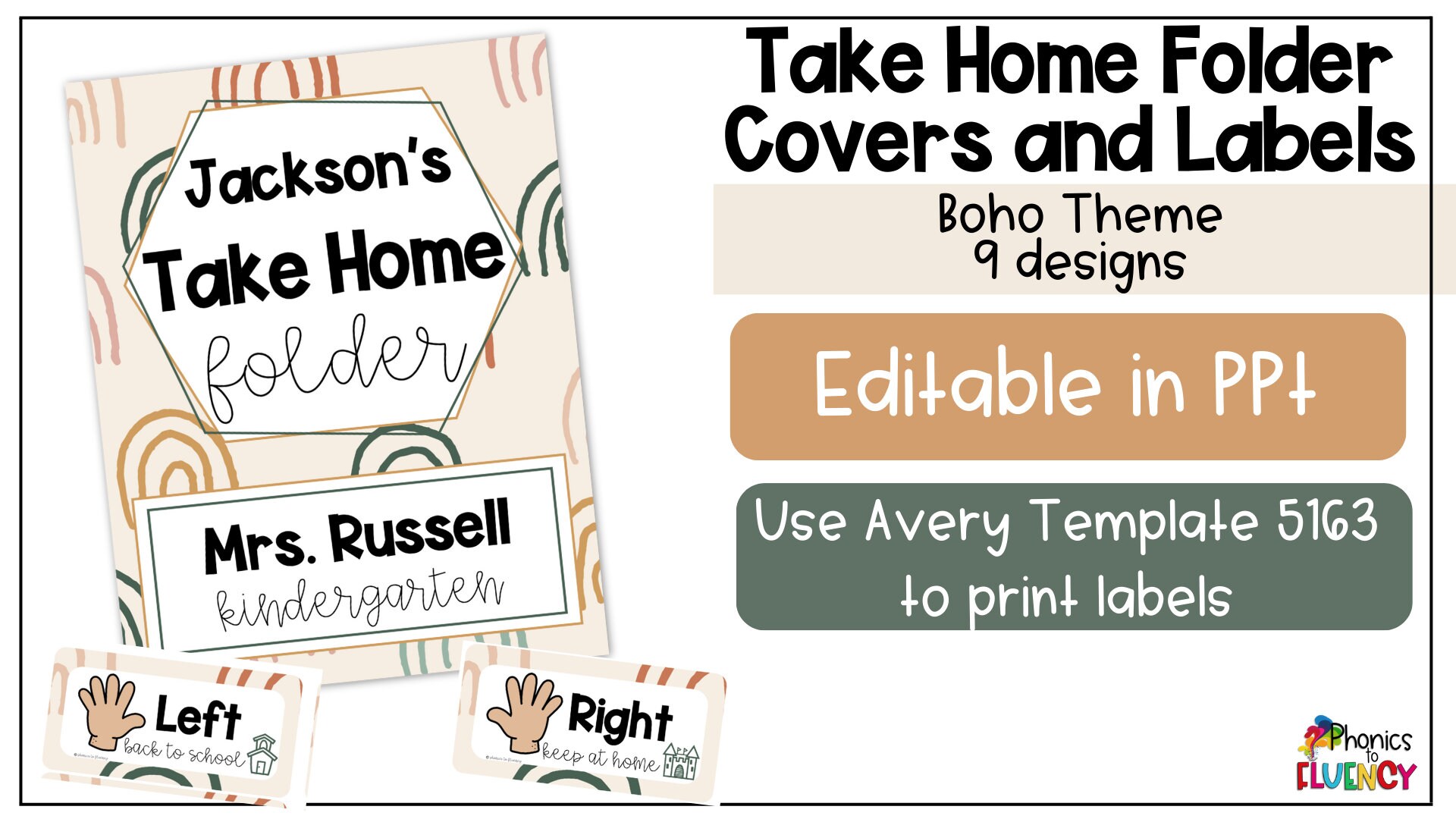 Editable Boho Take Home Folder Covers and Labels (PPT & PDF) - Etsy