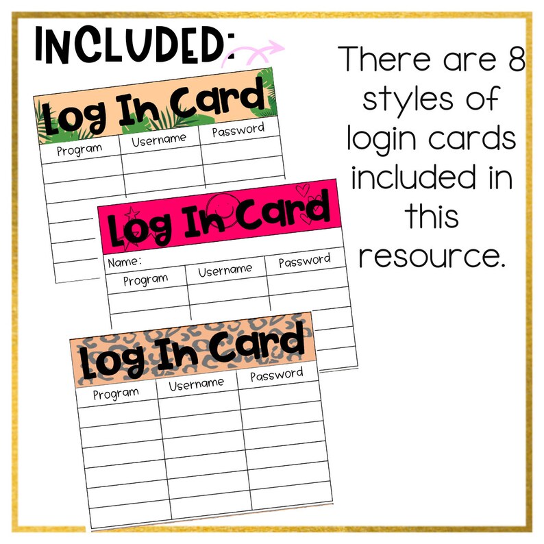 Editable Student Log in Cards Usernames and Passwords Classroom ...