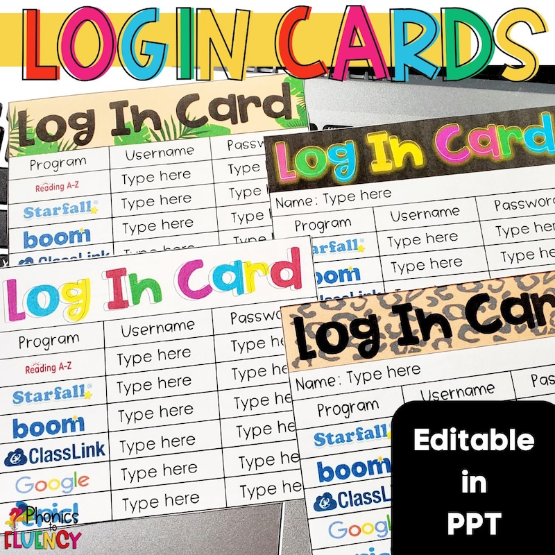 Student Login Cards - Etsy