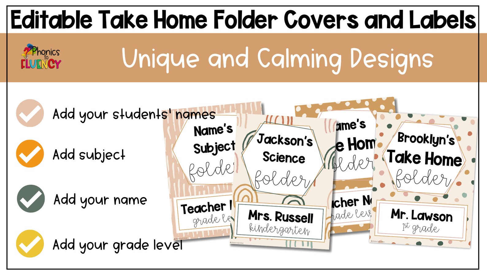 Editable Boho Take Home Folder Covers and Labels (PPT & PDF) - Etsy