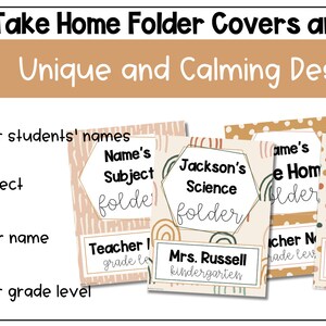 Editable Boho Take Home Folder Covers and Labels (PPT & PDF) - Etsy