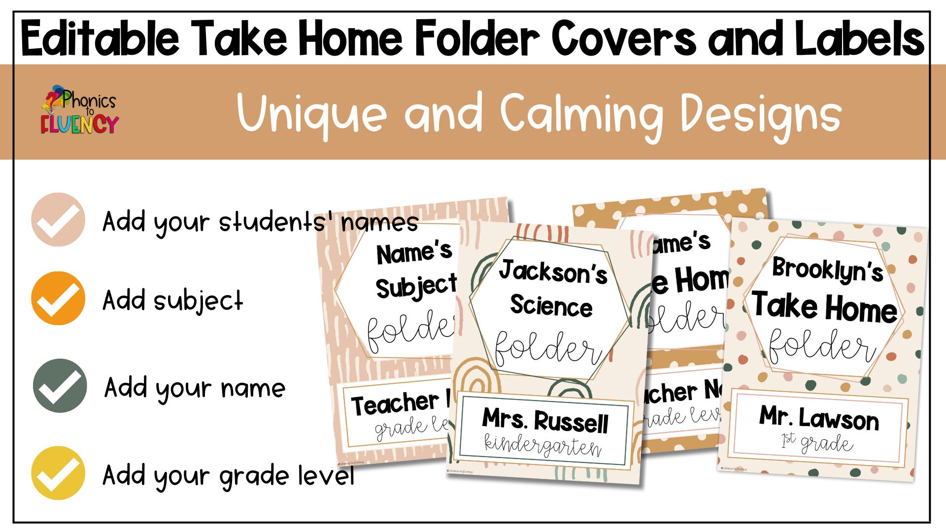 Editable Boho Take Home Folder Covers and Labels (PPT & PDF) - Etsy