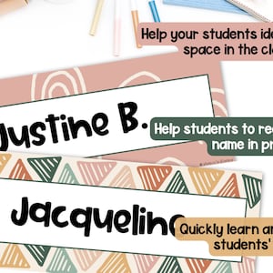 Editable Boho Desk Name Plates: Photo Tags, Classroom Decor (PPT) - Etsy