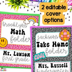 Retro Editable Take Home Folder Covers and Labels (PPT & PDF) - Etsy