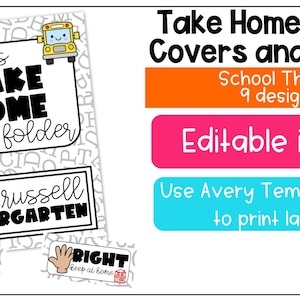 Editable Homework Folder Covers Labels Editable Take Home Folder Labels ...