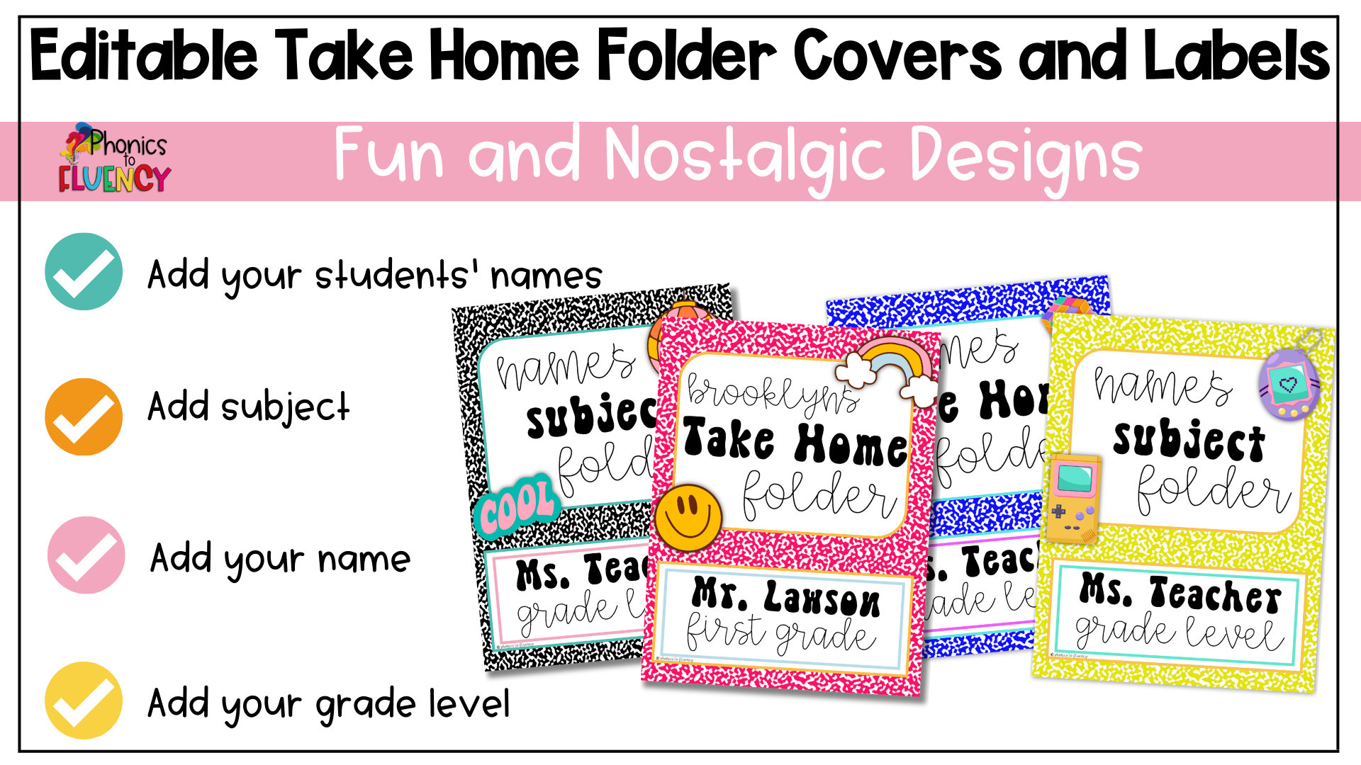 Retro Editable Take Home Folder Covers and Labels (PPT & PDF) - Etsy