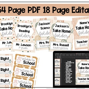 Editable Boho Take Home Folder Covers and Labels (PPT & PDF) - Etsy