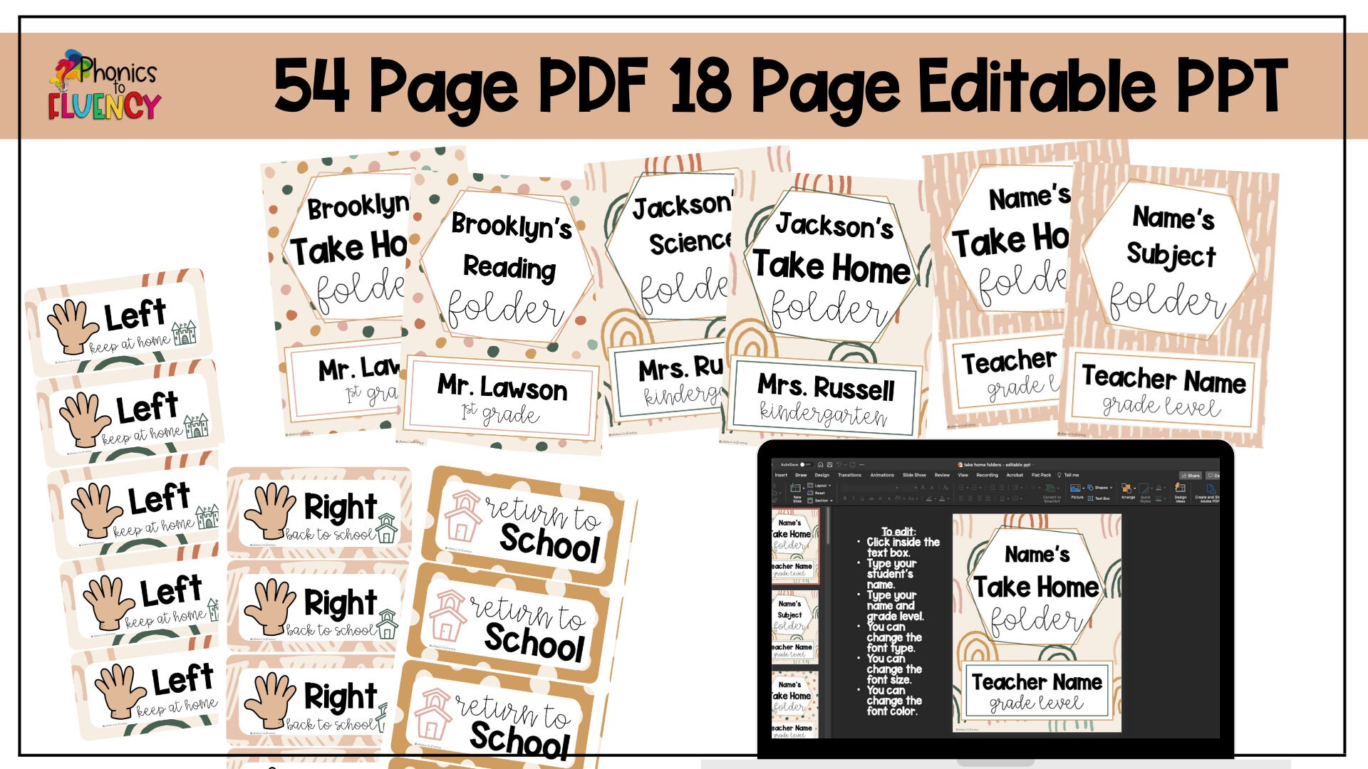 Editable Take Home Folder Covers and Take Home Folder Labels Boho ...