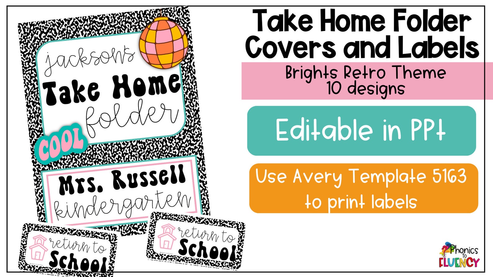 Retro Editable Take Home Folder Covers and Labels (PPT & PDF) - Etsy