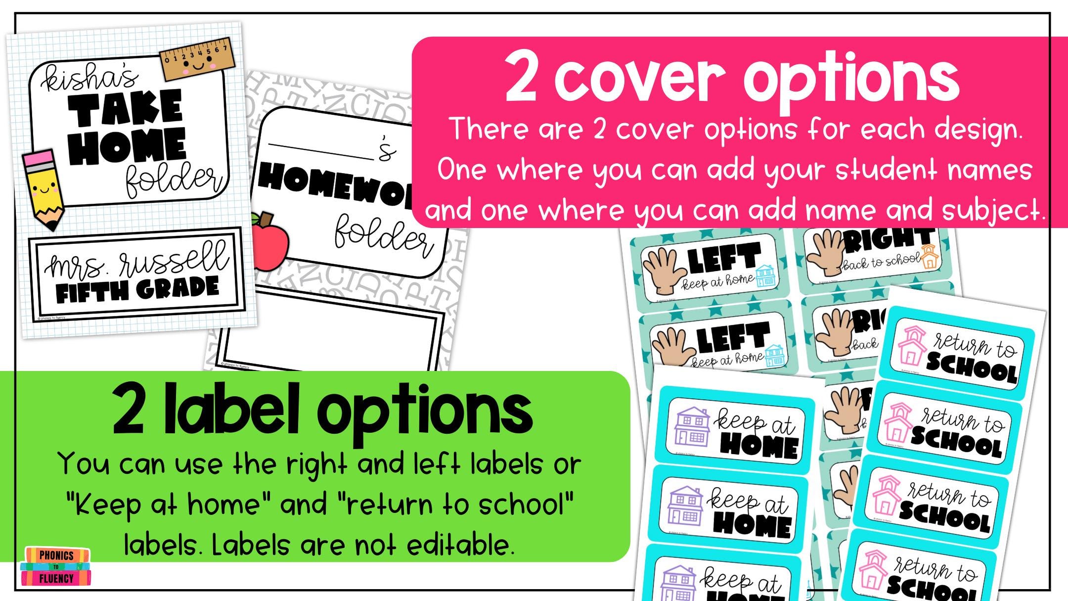 Editable Homework Folder Covers Labels Editable Take Home Folder Labels ...