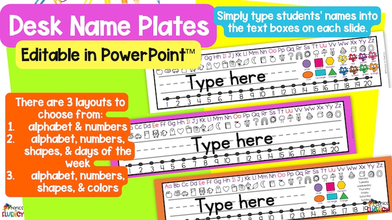 Editable Student Desk Name Plates: Alphabet, Numbers, Shapes (PDF) - Etsy