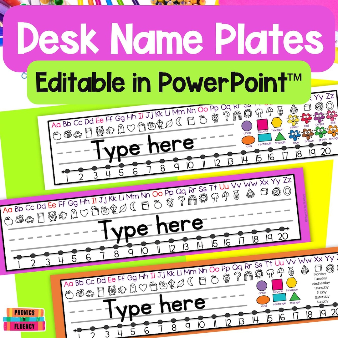 Editable Student Desk Name Plates: Alphabet, Numbers, Shapes (PDF) - Etsy