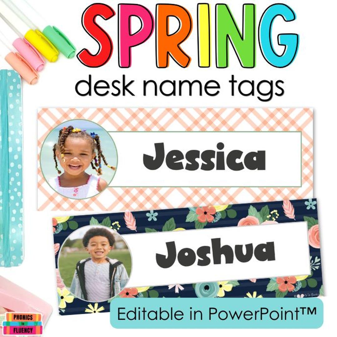 Spring Desk Name Tags: Editable Kindergarten Cubby Labels (PPT) - Etsy