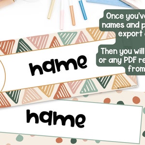 Editable Boho Desk Name Plates: Photo Tags, Classroom Decor (PPT) - Etsy