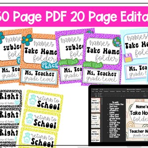 Retro Editable Take Home Folder Covers and Labels (PPT & PDF) - Etsy