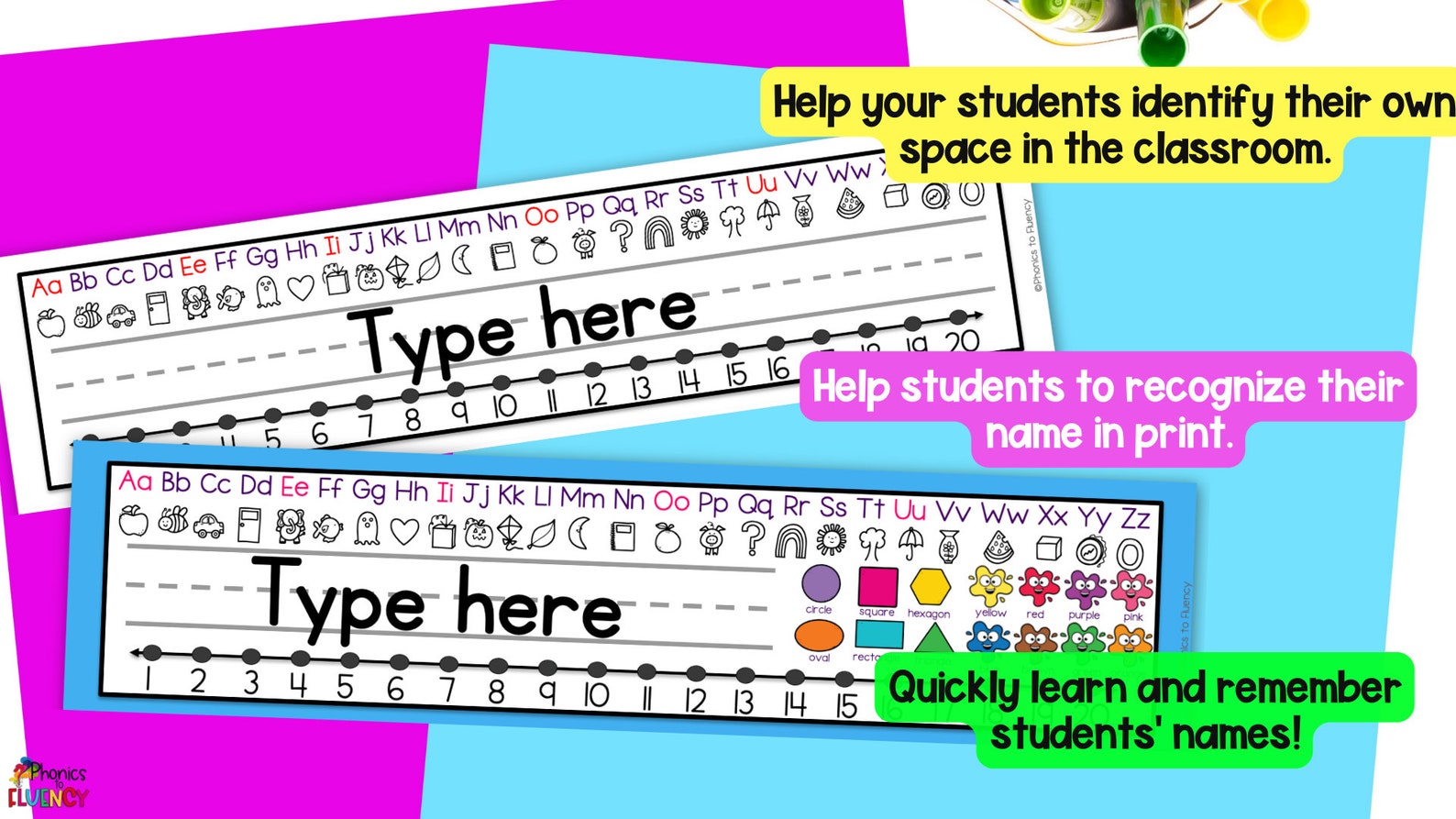 Editable Student Desk Name Plates: Alphabet, Numbers, Shapes (PDF) - Etsy