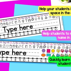 Editable Student Desk Name Plates: Alphabet, Numbers, Shapes (PDF) - Etsy