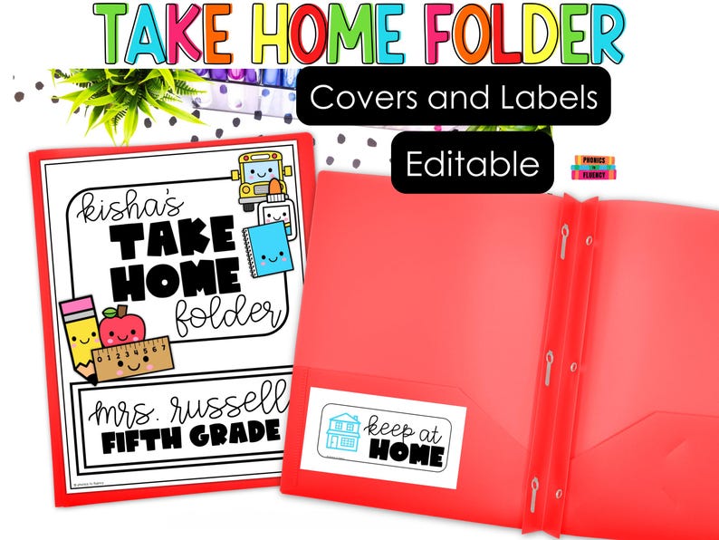 Editable Homework Folder Covers Labels Editable Take Home Folder Labels ...