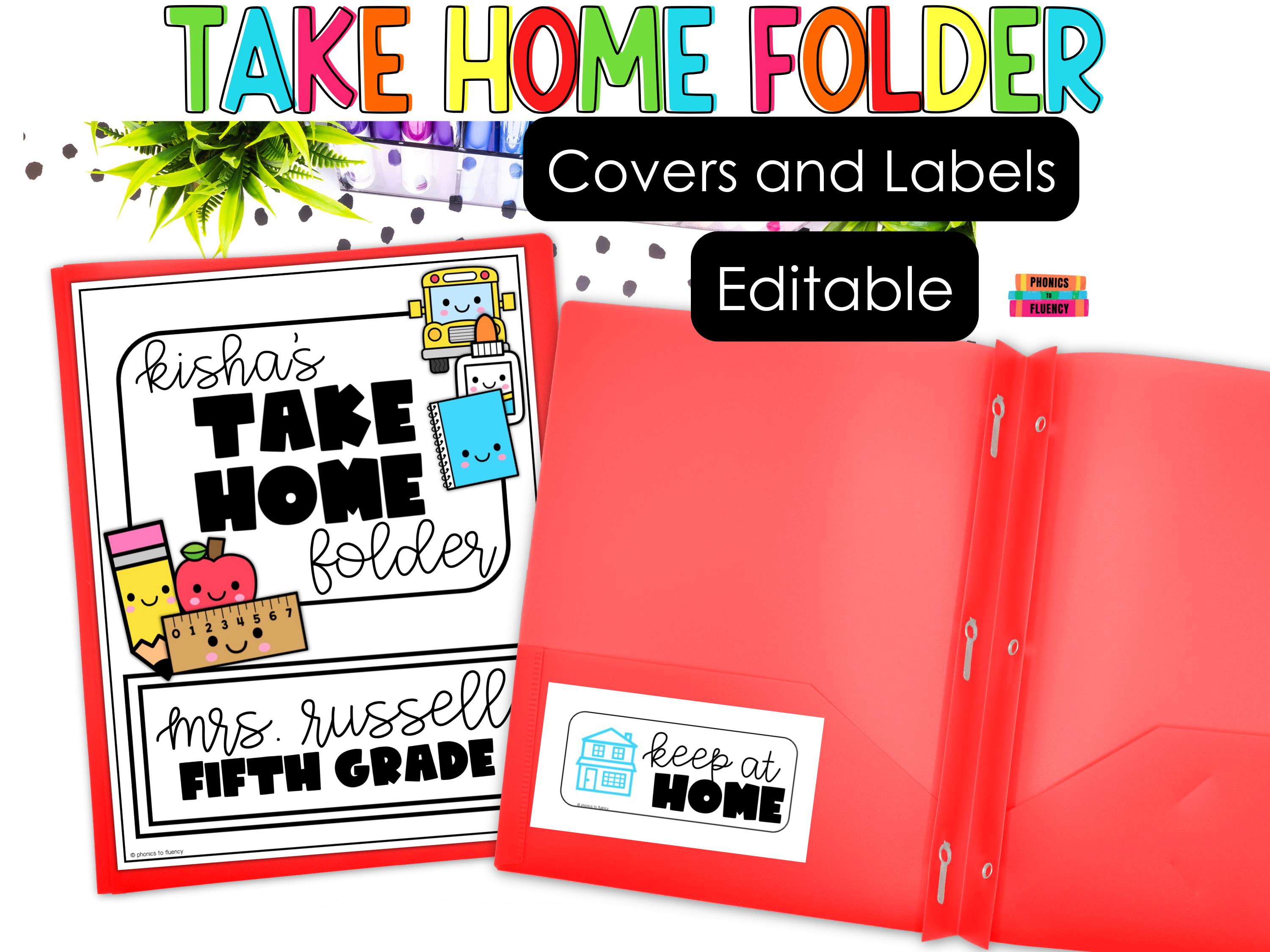 Editable Homework Folder Covers Labels Editable Take Home Folder Labels ...