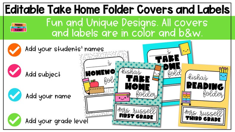 Editable Homework Folder Covers Labels Editable Take Home Folder Labels ...