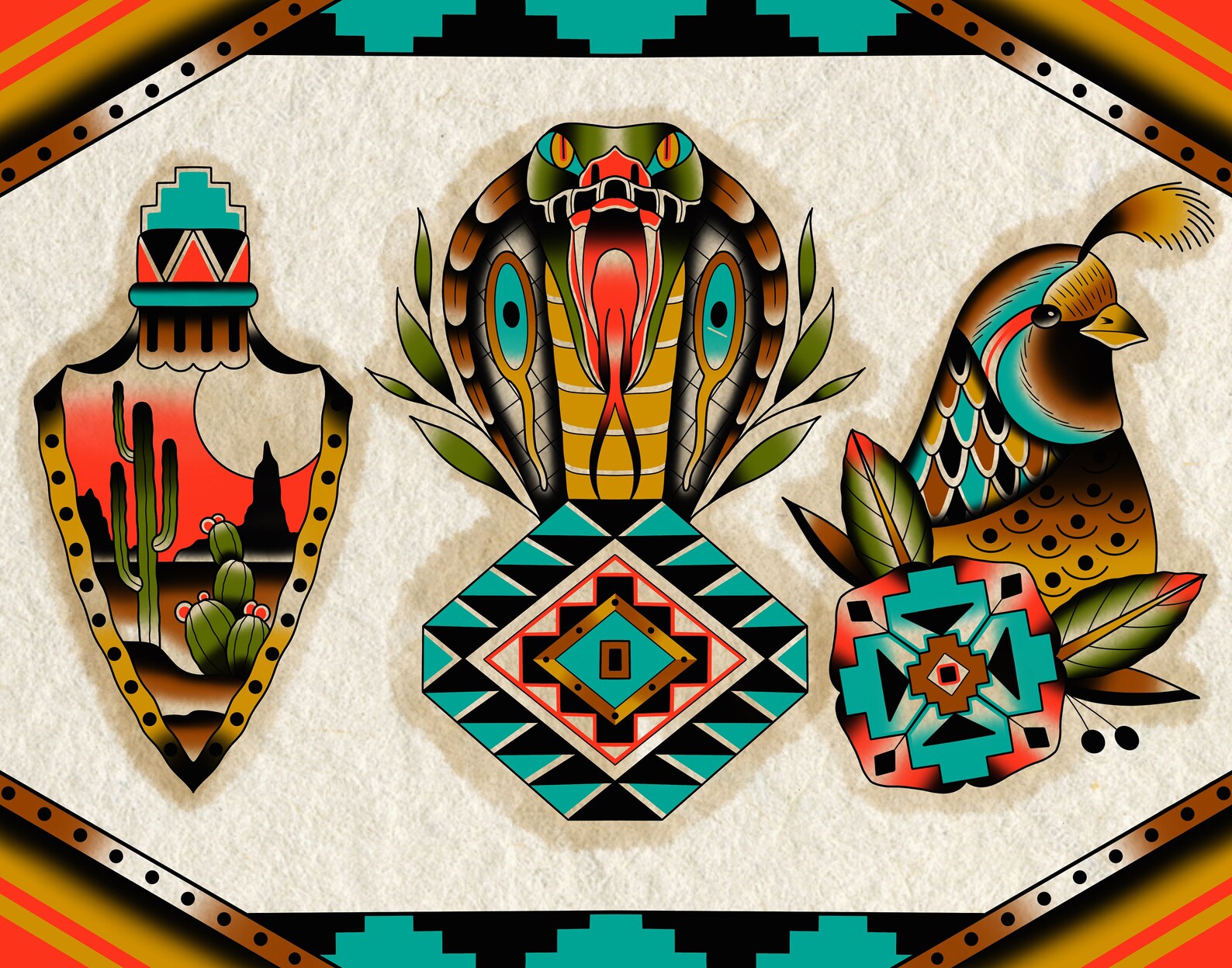 Native Print / Tattoo Flash Art by Zack Taylor / 11”x14” Print Non ...