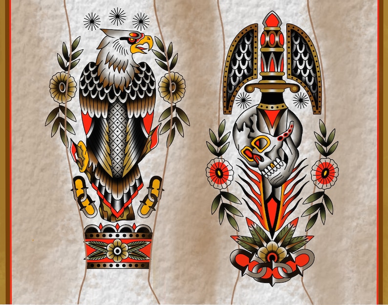 Trad Sleeve Print / Tattoo Flash Art by Zack Taylor / 11”x14” Non ...