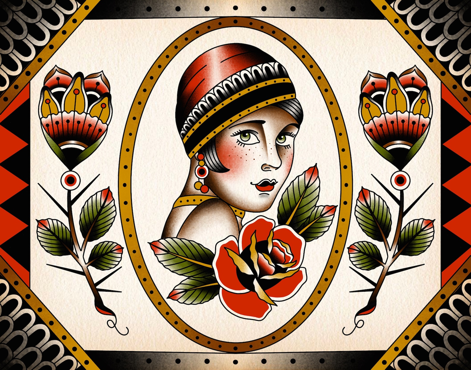 Shady Lady Print / Tattoo Flash Art by Zack Taylor / 11”x14” Print Non ...