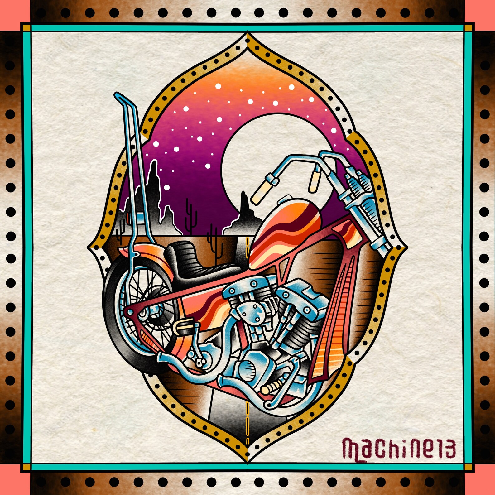 Chopper Print / Tattoo Flash Art by Zack Taylor / 12”x12” Print Non ...