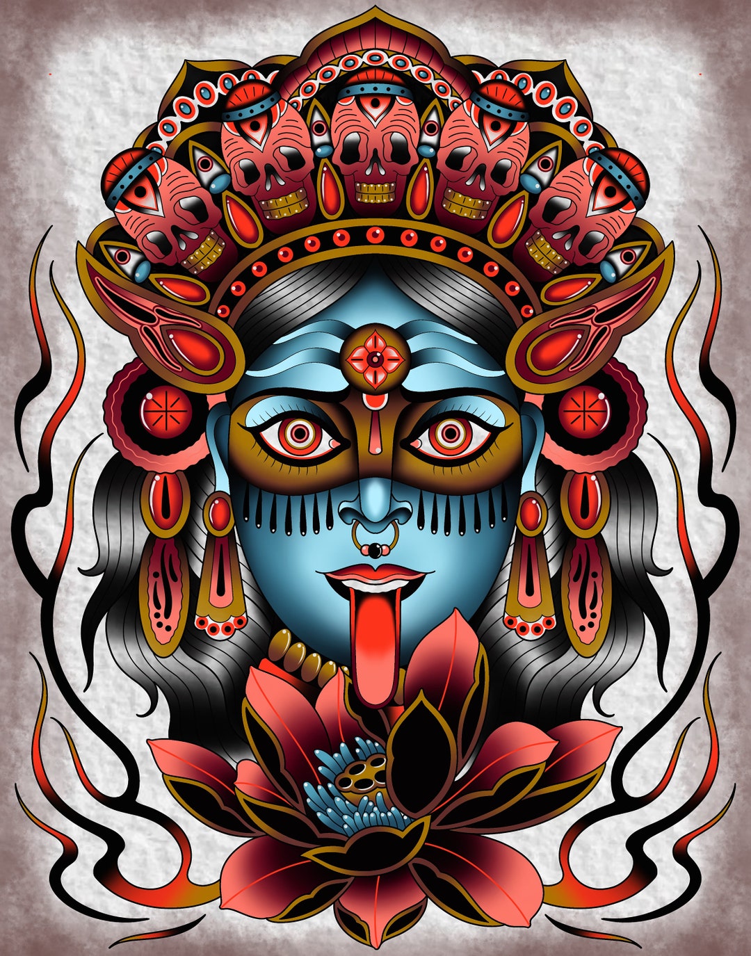 Kali Print / Tattoo Flash Art by Zack Taylor / 18 X 24 Non-framed ...