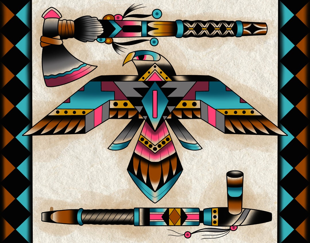 Peace Pipe Print / Tattoo Flash Art by Zack Taylor / 11”x14” Print Non ...