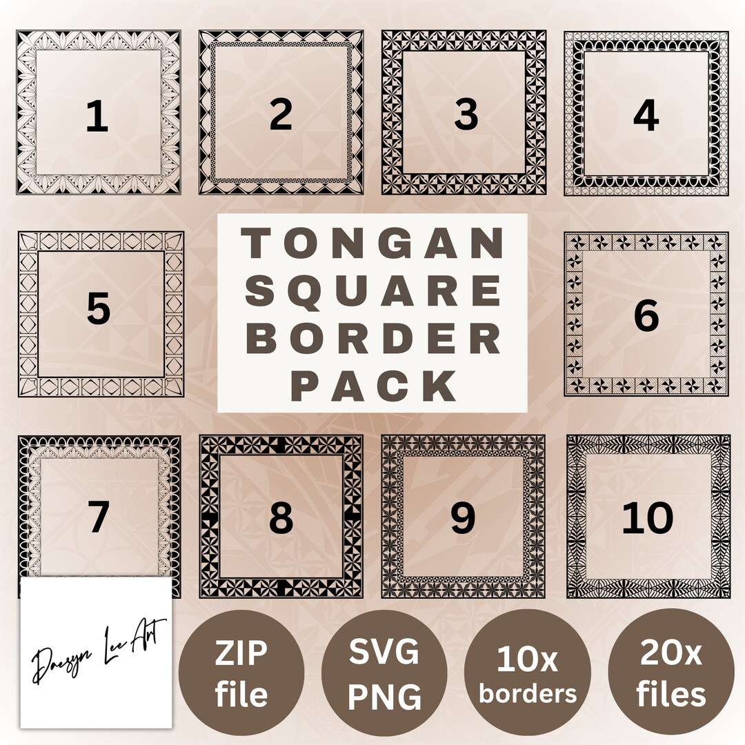 White Background-tongan Square Border Pack 10x Borders digital ZIP File ...