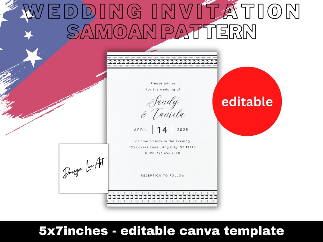 Wedding Invitation Samoan Malu Pattern editable Canva - Etsy