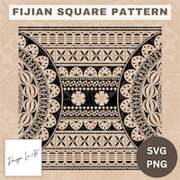 Fijian Kesakesa Masi Tapa Tribal Pattern Digital 8x10inch Square Frame ...