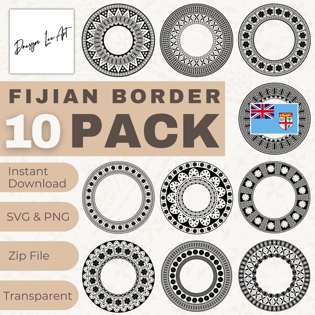 Fiji Border 10 Pack *zipped Files* SVG/PNG *instant Digital Download ...