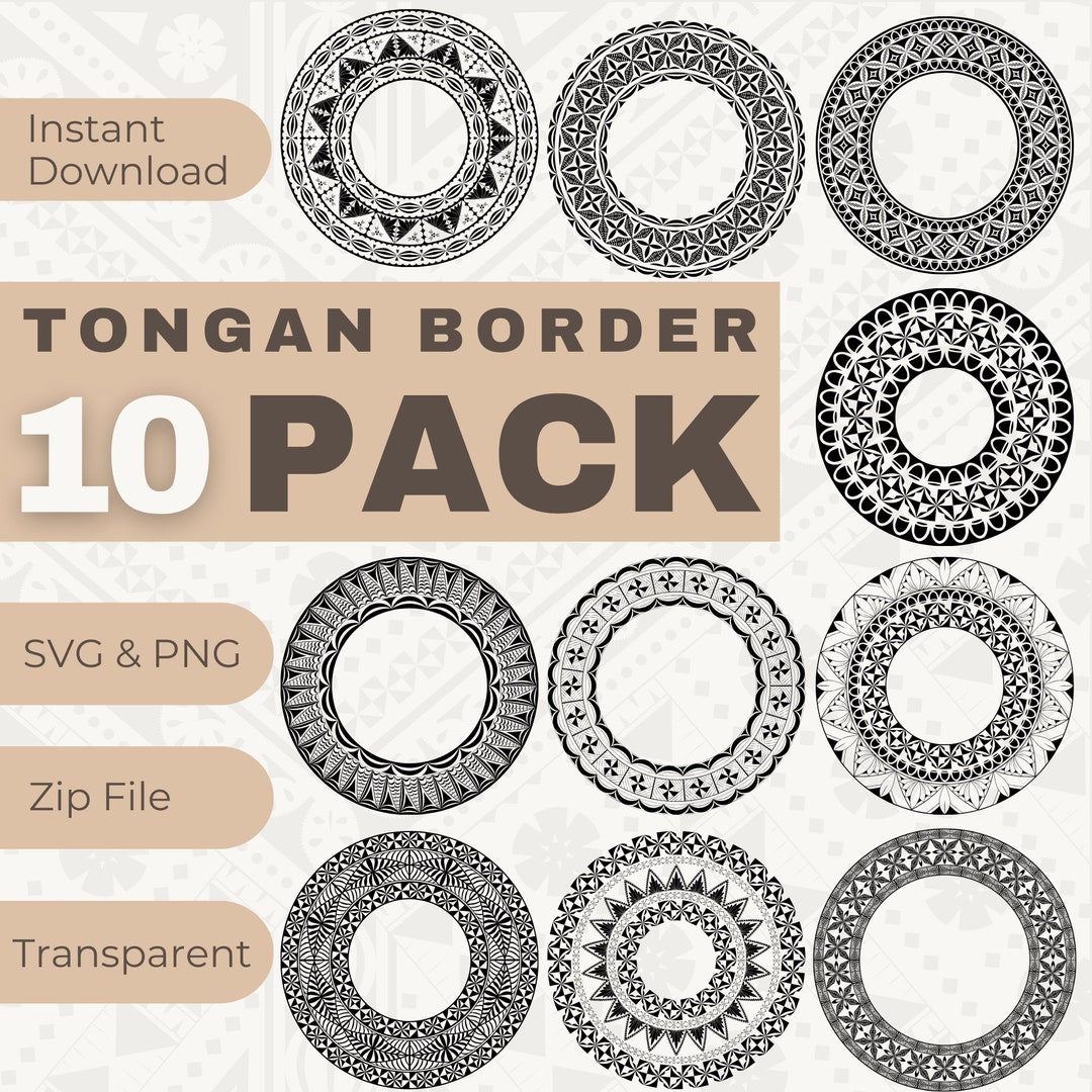 Tongan 10 Pack Borders *zipped Files* SVG/PNG *instant Digital Download ...
