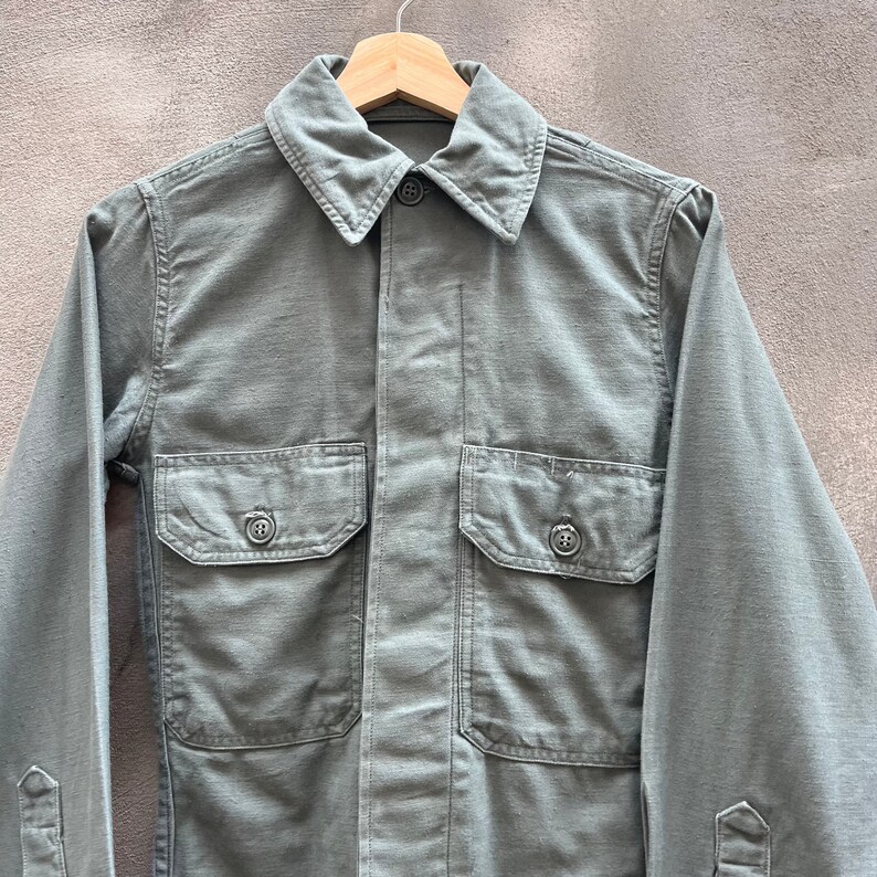 50s Military Grey Fatigue Style Button Down - Etsy
