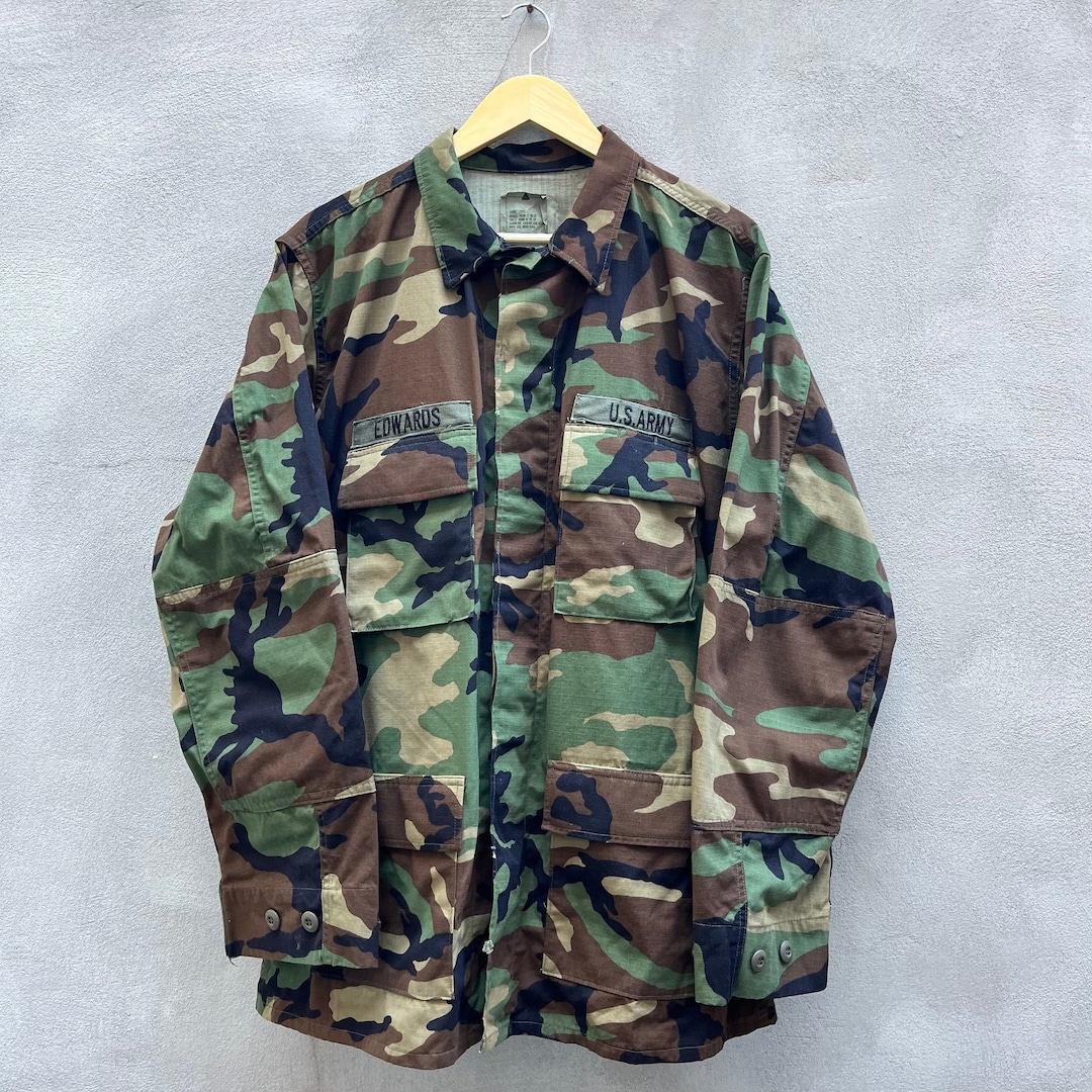 90’s Military Woodland Camo Rip Stop Jacket - Etsy