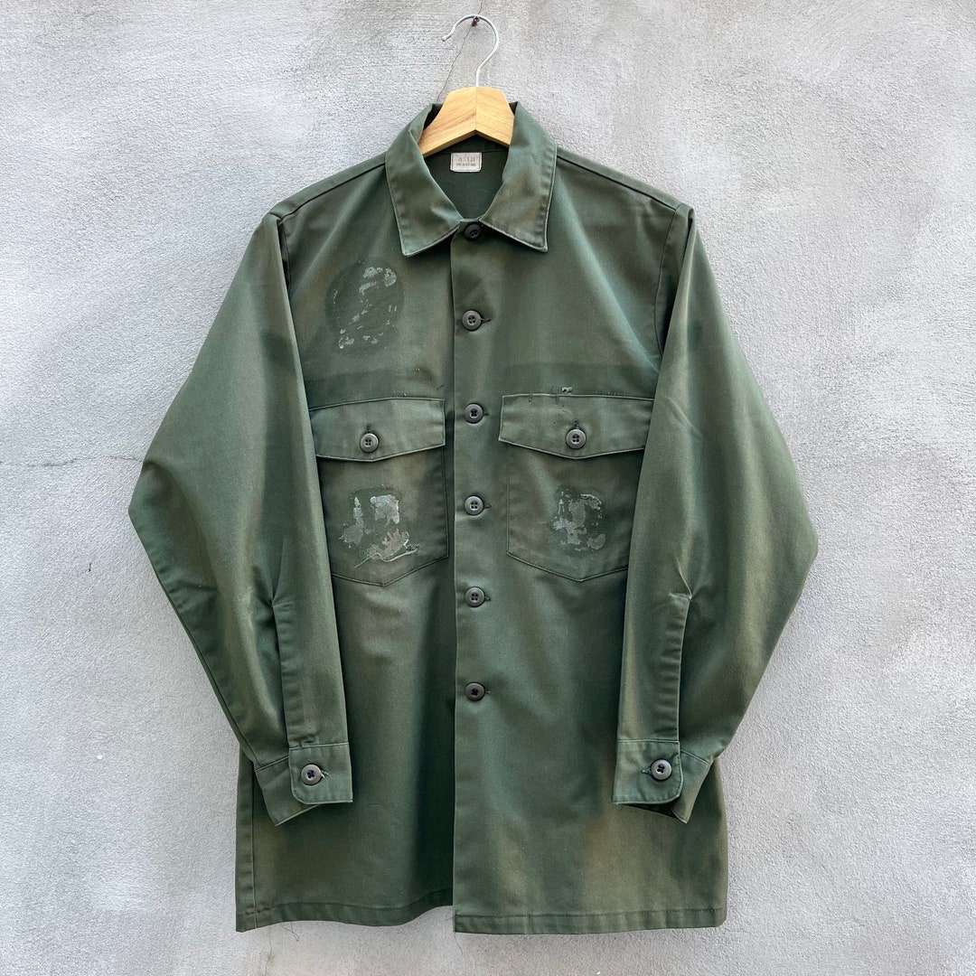 82’ Military Fatigue Button Down - Etsy