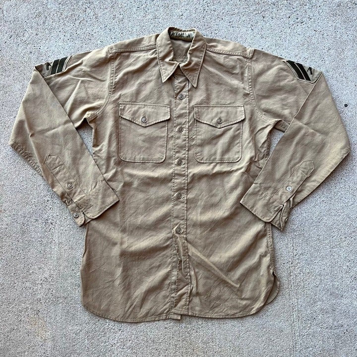 50’s Military Tan Button Down Shirt - Etsy