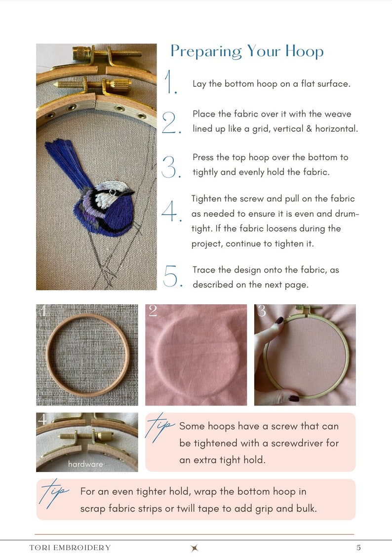 Bird Embroidery Pattern | Thread Painting Tutorial | Splendid Fairywren ...