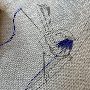 Bird Embroidery Pattern | Thread Painting Tutorial | Splendid Fairywren ...