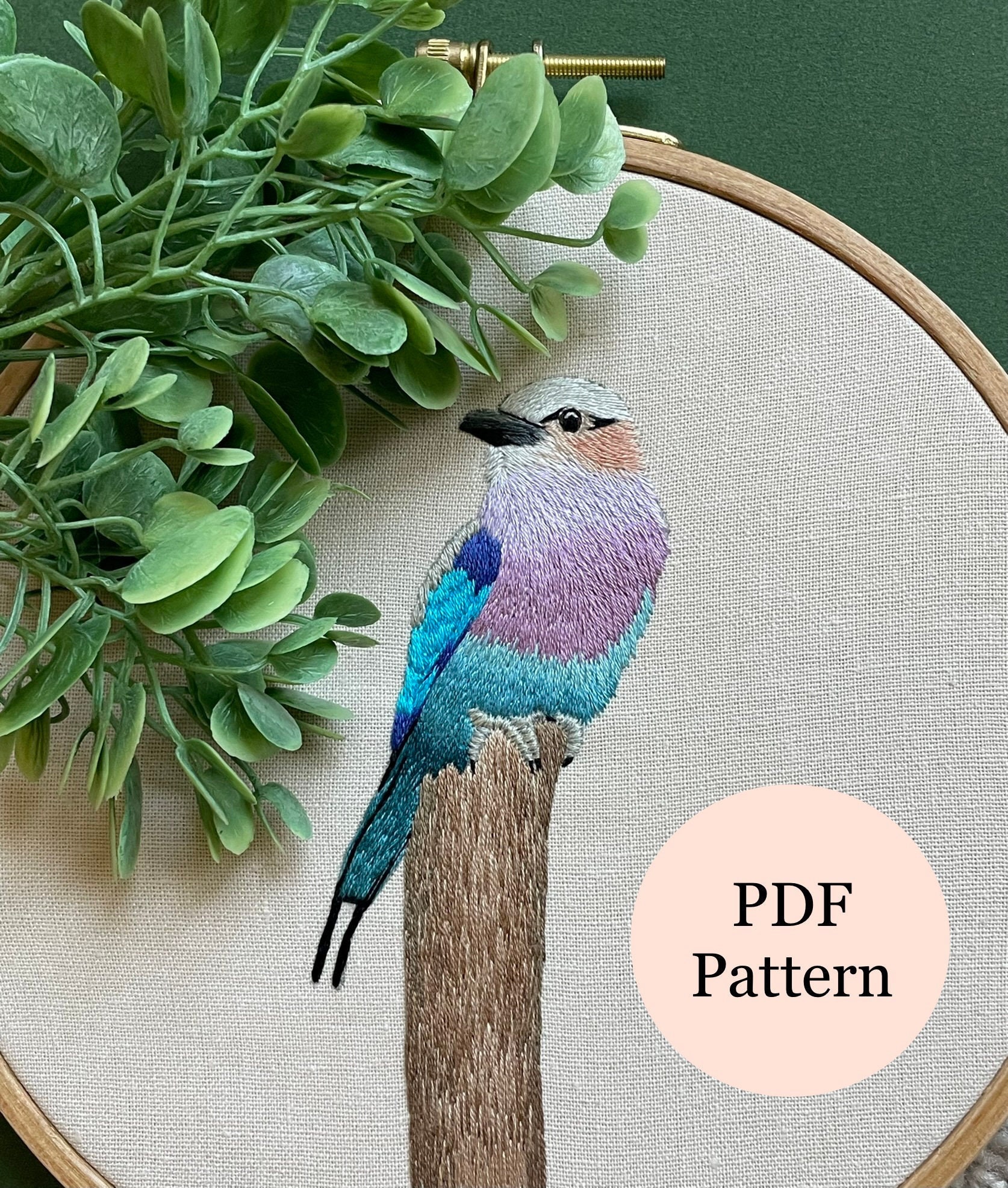 Bird Embroidery Pattern Thread Painting Tutorial Lilac - Etsy
