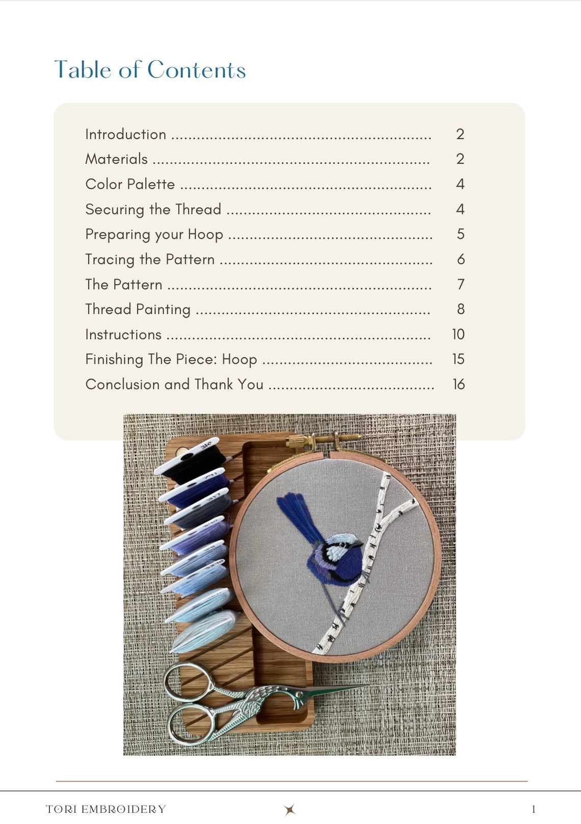 Bird Embroidery Pattern | Thread Painting Tutorial | Splendid Fairywren ...