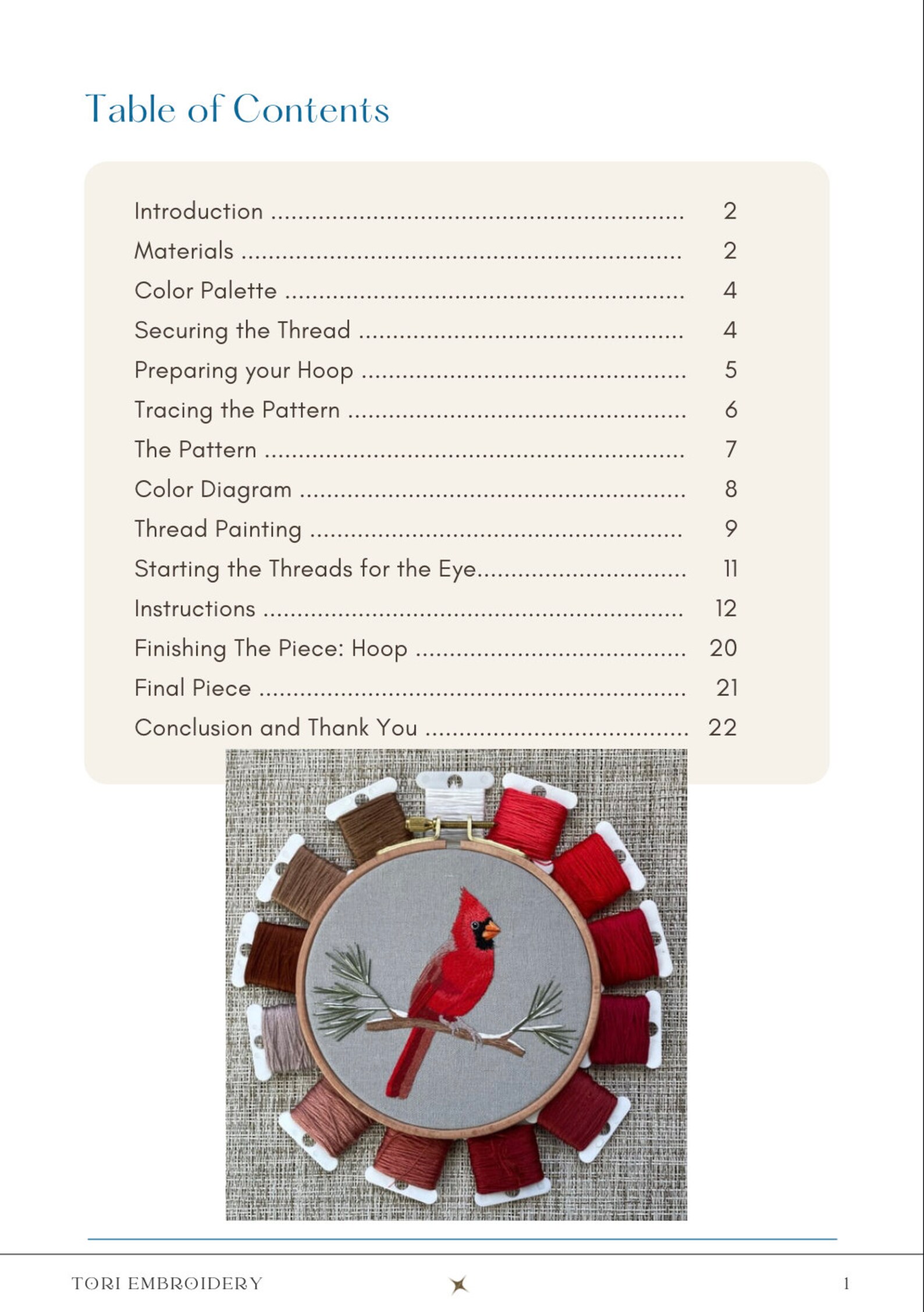 Winter Cardinal Bird Embroidery Pattern | Thread Painting Tutorial ...