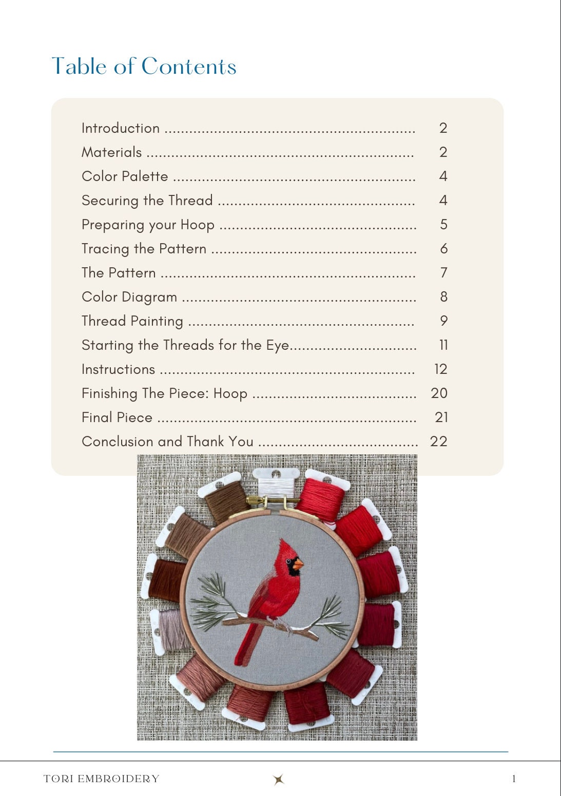 Winter Cardinal Bird Embroidery Pattern Thread Painting Tutorial ...