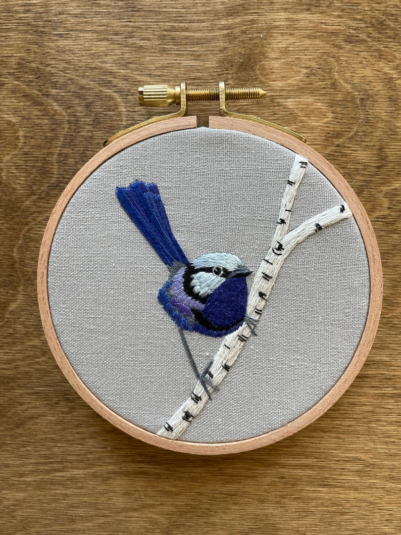Bird Embroidery Pattern | Thread Painting Tutorial | Splendid Fairywren ...