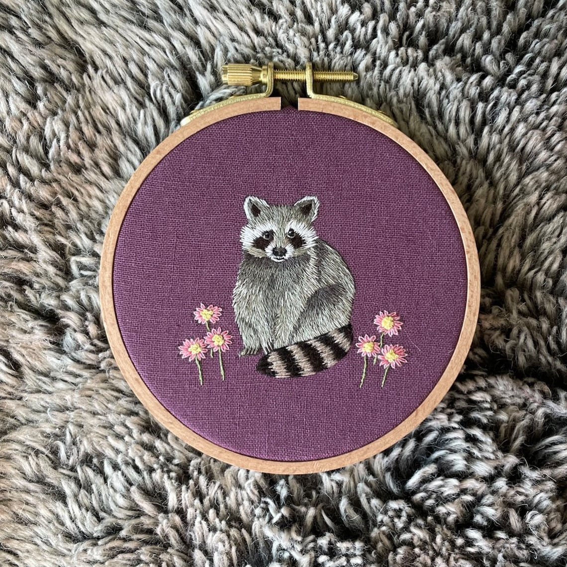 Racoon Embroidery Pattern Thread Painting Tutorial Digital Download PDF ...