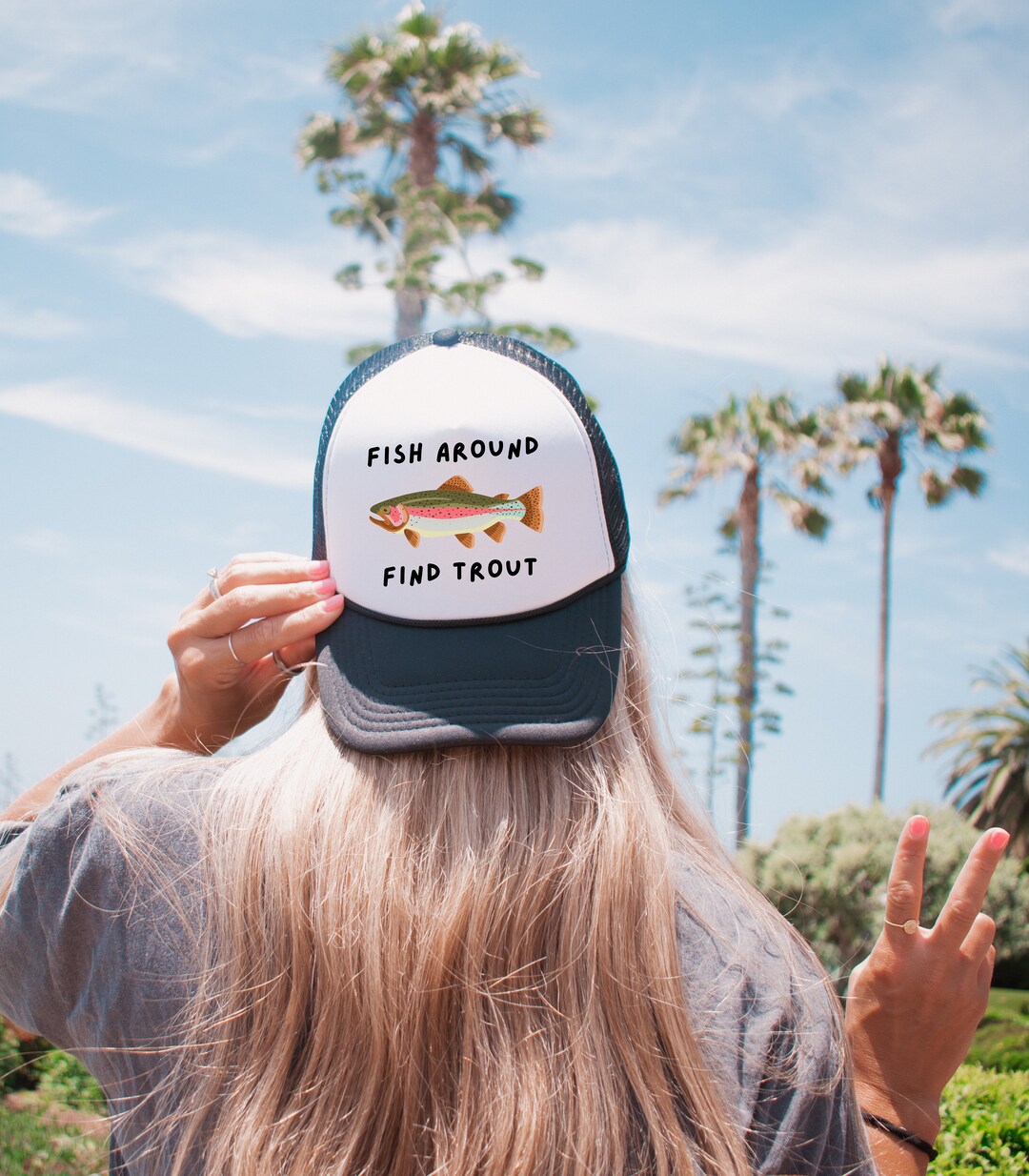 Fish Around and Find Trout Trucker Caps, Boating Hat, Woman's Fishing ...