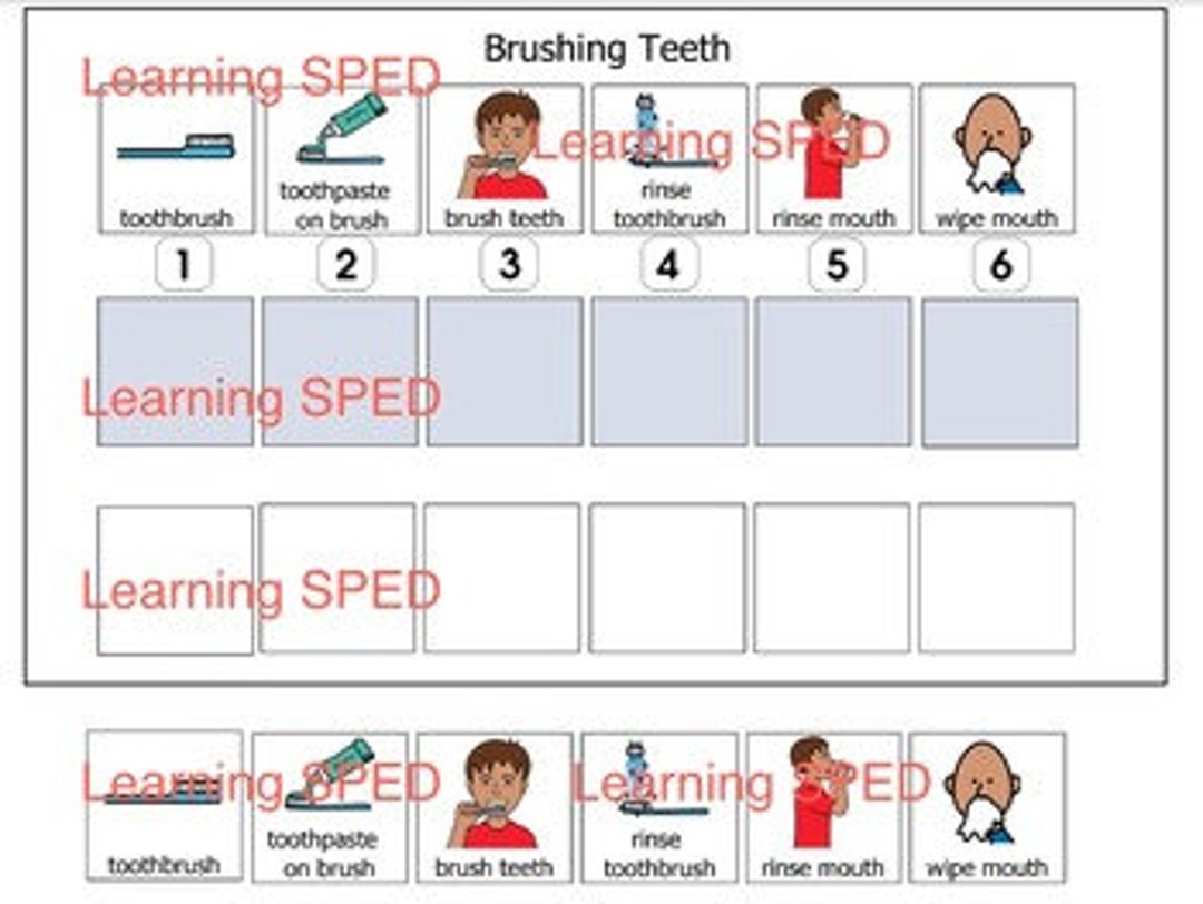 Brushing Teeth Routine Sequence Schedule 6 Step Teeth Brushing Digital ...