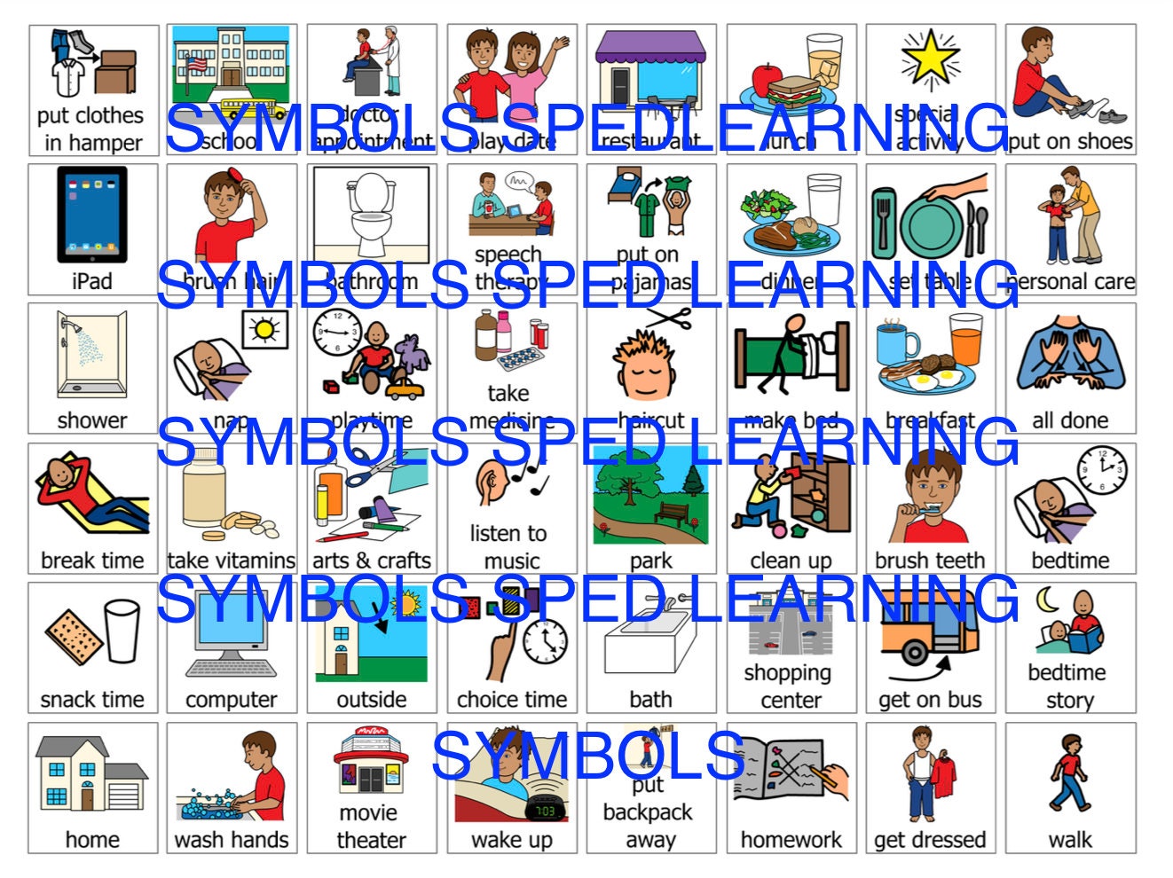 50 Symbol Lot of Picture Exchange Communication Visual Symbols Special ...